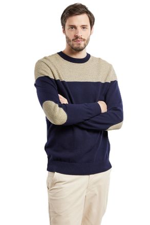 Armor Lux Herren Langärmeliger Jacquard J7 Deauville Pullover, Marine Deep/Weiß/Samoan S, XX-Large