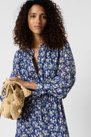 Gerard Darel Robe longue cintr&eacute;e &agrave; fleurs - RUVIA - Encre