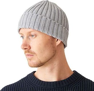 Charm by Casualbox Bonnet Homme Femme Fisherman Beanie de 100% Coton - Unisexe Chapeau Docker Cap Marin Tricoter Classique Conception Simple Strié Gris Clair