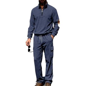 Generic Survêtement 2 pièces pour homme - Ensemble de survêtement tendance, bleu marine, 3XL