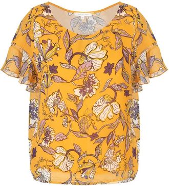 Patrizia Pepe Blouse &agrave; col rond transparente - Femme - Blouses et Chemises - Jaune - Taille: 38 FR