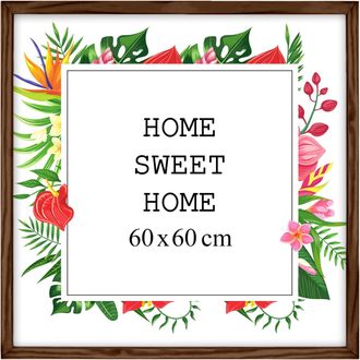 MG Design Braun Bilderrahmen 60 x 60 cm - Aus echtem Holz mit Acrylglas, zum Aufhängen & Aufstellen, für Fotos, Poster & Puzzle