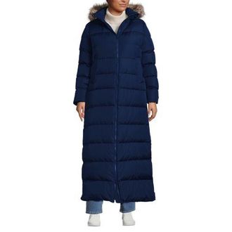 Lands End Maxi-Daunenmantel mit Kapuze, Damen, Gr&ouml;&szlig;e:52-54 plus, Blau, Polyester, by Lands End