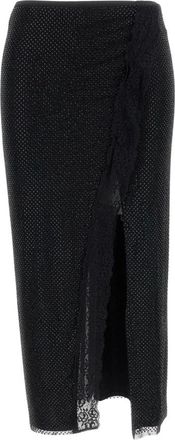 Self Portrait Femme, Jupes, Noir, Taille: 34 FR Mini-robe Cr&ecirc;pe Orn&eacute;e de Cristaux