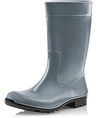 Ladeheid Bottes de Pluie Femme en Caoutchouc PVC avec Semelle Ext&eacute;rieure Antid&eacute;rapante 100% Imperm&eacute;able Chaussures pour Femmes r&eacute;sistantes &agrave; leau LA-967 (Gris/