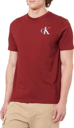 Calvin Klein Herren T-Shirt Kurzarm Left Chest Logo Tee Slim Fit, Rot (Renaissance Red), L