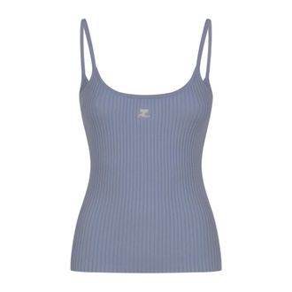 Courr&egrave;ges Femme, Tops, Bleu, Taille: 38 FR Reedition Knit Tank Top