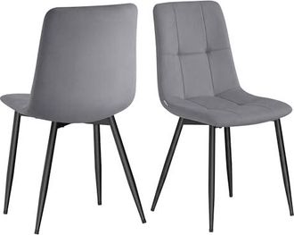 Vasagle Esszimmerst&uuml;hle Samt, K&uuml;chenst&uuml;hle bis 120 kg belastbar, Sessel mit verstellbaren F&uuml;&szlig;en, modern, gepolstert, f&uuml;r Wohnzimmer, 2er Set, schiefergrau KDC