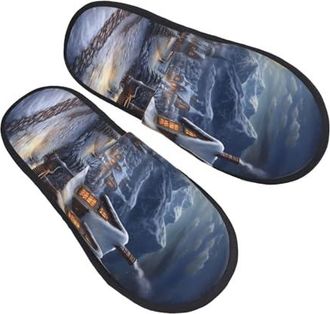 Generic Pantoufles En Feutre Village De No&euml;l Unisexe Fourrure Pantoufles L&eacute;gers Chaussons DInt&eacute;rieur Pour Int&eacute;rieur Homme Voyage M