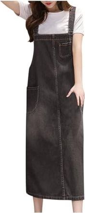 Generic Robe amincissante 2026 pour femme en jean boh&egrave;me avec ourlet large et bretelles r&eacute;glables, gris, XXL