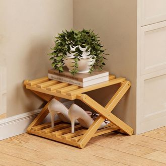 Generic 9-St&ouml;Ckiges Bambus-Schuhregal, Faltbar, Vertikal Zusammenklappbar, Platzsparend, Robust und Stabil, Leicht Zu Reinigen, for Eingangsbereich, Kleidersc