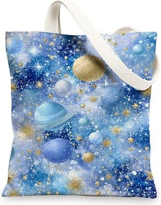 Generic Sacs fourre-tout en toile avec imprimé galaxie, motif cosmique, réutilisables, élégants, légers et lavables pour salle de sport, voyage, plage, pique-