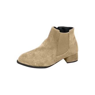 Generic Bottines Chelsea d&eacute;contract&eacute;es &agrave; bout pointu pour femme - &Eacute;l&eacute;gantes - Couleur unie - Talon bas et &eacute;pais - Fermeture &eacute;clair lat&eacute;rale - Bottines Chelsea