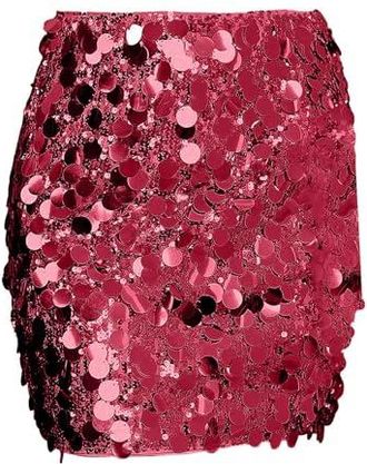 Generic Mini jupe à paillettes brillantes pour femme, jupe à paillettes, jupe courte tendance Y2K pour discothèque, jupe enveloppante extensible décontractée,