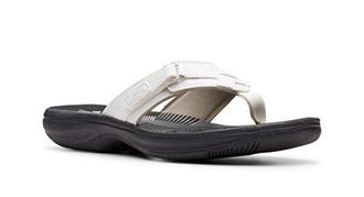 Clarks Tongs Breeze Sea pour femme - Tongs confortables avec crochet r&eacute;glable et soutien de la vo&ucirc;te plantaire - Style d&eacute;contract&eacute; pour l&eacute;t&eacute; au quotidien, bl