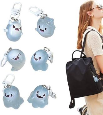 Generico Porte-cl&eacute;s Ghost - Glow de 2,8 cm en acrylique fonc&eacute;, accessoire de sac effrayant dHalloween, pendentif effrayant | Lumineux Cartoon Temer Horror Horr