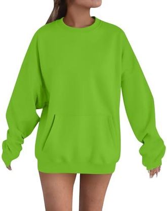 Generic Sweatshirts pour femmes UK Sweatshirts UK pour femme UK couleur unie surdimensionn&eacute; haut col rond manches longues automne hiver d&eacute;contract&eacute; confortabl