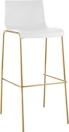 Clp Barhocker mit Lehne Hover, Barstuhl stapelbar mit Sitz aus Kunststoff, Metallgestell Goldoptik, Stapelstuhl bis 150 kg belastbar, Farbe:weiß