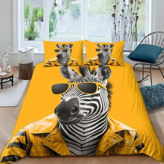 Generic Tier Zebra Bettw&auml;sche 3D Bettbezug 140X200 cm Bettbezug Set Bettw&auml;sche Set Weiche Flauschige Bettbez&uuml;ge Baumwolle Mit Rei&szlig;verschluss 1Mal Bettbezug Un