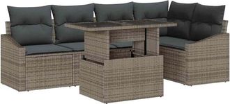 vidaXL Garten-Sofa-Set mit Kissen 6 pcs Grau 100 x 55 x 73 cm Vidaxl