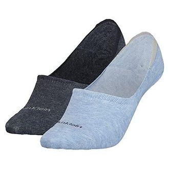 Calvin Klein Footie Chaussettes, Bleu, 39/42 (Lot de 2) Femme