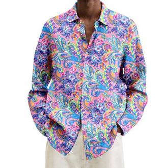 Generic Chemise à paillettes pour homme - Avec boîte de nuit - Infroissable - Col montant - Tenue de fête à thème - Style disco des années 70 - Dorée - Pour l