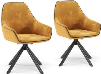 Vicco Loungesessel Eleganza, Stuhl, Gelb, 2er Set