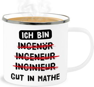 Shirtracer Emaille Becher Blechbecher - Job & Beruf Tasse - Ich bin gut in Mathe I Ingenieur Geschenk Mathematiker - 300 ml - Weiß Silber - arbeit lustig tassen 