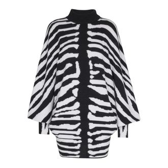 Balmain Kleid mit Zebra-Intarsien - - Dresses - Damen - Schwarzk - S