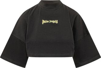 Palm Angels Femme, Sweatshirts et sweats &agrave; capuche, Noir, Taille: 36 FR Outline Logo Mini Tee