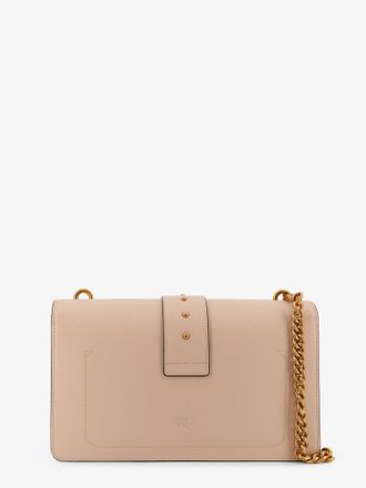 Pinko Womens Love One Leather Crossbody Bag Beige Shoulder