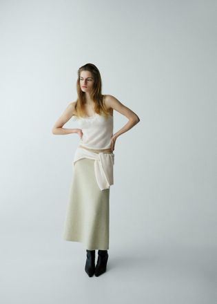 Mango Haut avec d&eacute;collet&eacute; en dentelle &eacute;cru - Femme - XS - MANGO