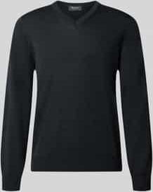 Maerz Regular Fit Strickpullover aus reiner Schurwolle mit V-Ausschnitt