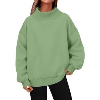 Generic Sweat-shirt pour femme - Couleur unie - Haut surdimensionn&eacute; - Col rond - Manches longues - Automne - Hiver - D&eacute;contract&eacute; - Confortable - Tendance - Co