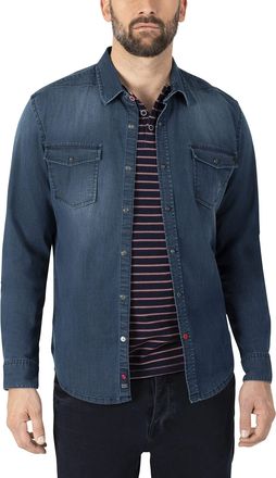 Timezone Herren Stretch Denim Shirt Hemd, Light Indigo wash, 3XL