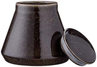 Sagaform Aufbewahrungsdose mit Deckel Gro&szlig;, 850 ml, aus Steingut, Schwarz, Durchmesser 15 cm, H&ouml;he 14 cm