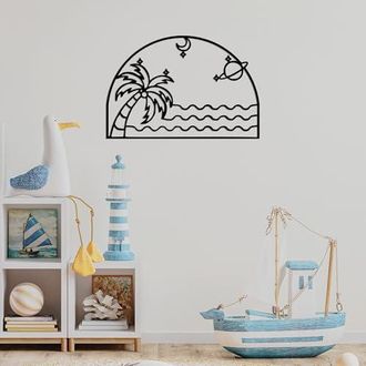 Hanah Home Stylish Black Decorative Metal Wall Accessory, 70 x 47 cm | 100% Metal (1.5 mm Thick) | Easy Wall Mounting | Perfect for Modern Home Decor