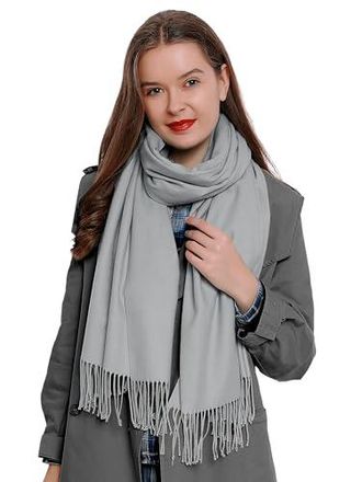 DonDon &Eacute;charpe femme hiver chaud et douce Ch&acirc;le Etole Foulard 185 x 65 cm - gris clair