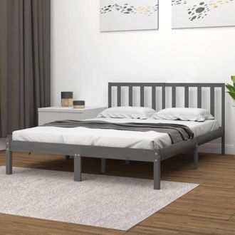 vidaXL Cadre de lit Gris Bois de pin massif 200x200 cm - Vidaxl