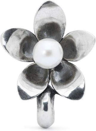 Trollbeads Damen-Bead Anemone Spacer 925 Silber Perle weiß - TAGBE-00214