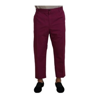 Dolce & Gabbana Elegante Magenta Baumwoll-Stretch-Hose - - Trousers - Herren - Rosa - 3XL