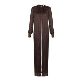 Elisabetta Franchi Maxikleid aus gl&auml;nzendem Jersey - - Dresses - Damen - Braun - S