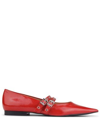 Ganni ballerines &agrave; bout pointu - Rouge