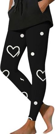 Generic Pantalon de yoga d&eacute;contract&eacute; 3/4 pour femme avec motif coeurs et noeuds, legging tendance, confortable, doux et moulant, Rose, 4XL