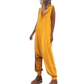 Generic Latzhosen F&uuml;r Damen, Jumpsuit Elegant Lang Sommer, &Auml;rmellos Overall Playsuit Arbeitslatzhose High Waist Baggy Bib Strampler Latzhose Damen Arbeitshose