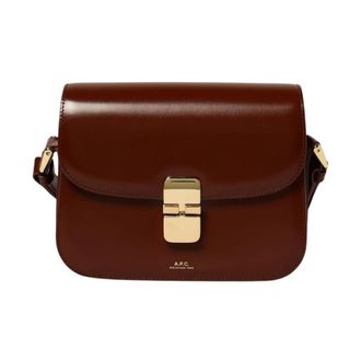A.P.C. Glatte Leder-Umh&auml;ngetasche mit verstellbarem Schulterriemen - - Bags - Damen - Braun - ONE SIZE
