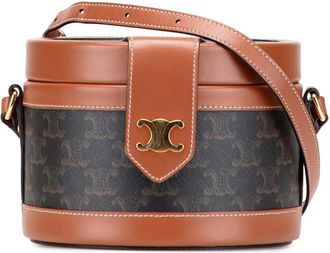 Celine Hobo Bags - Medium Triomphe Coated Canvas Tambour Crossbody - Gr. unisize - in Braun - für Damen