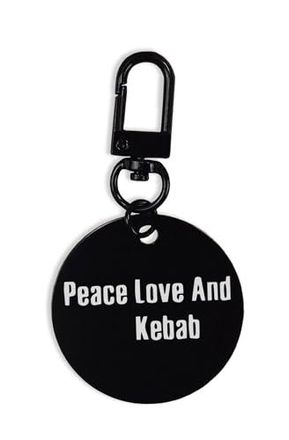 Generic Peace Love And Kebab Funny Food Devise hilarante, porte-cl&eacute;s, avec mousqueton, &eacute;tiquette didentit&eacute;, cercle, &eacute;pingle, Noir, taille unique