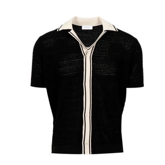 Paolo Pecora Homme, Pulls, Noir, Taille: XL Short-sleeve Silk Polo