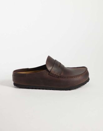 Birkenstock sabot unisexe Naples en cuir marron habanna